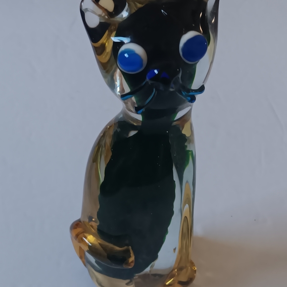 Art | Vintage Murano Sommerso Green Blue Brown Gold Art Glass Cat ...
